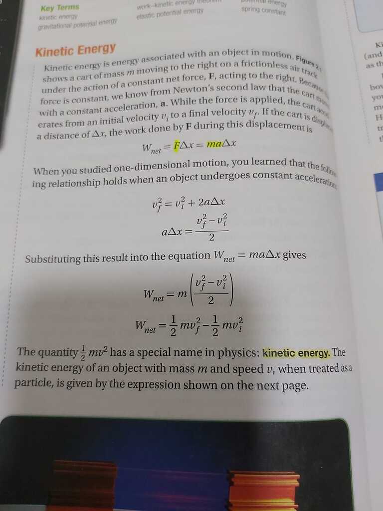 Deriving the equations from one dimensional motion to Kinetic energy equations - Practice ...